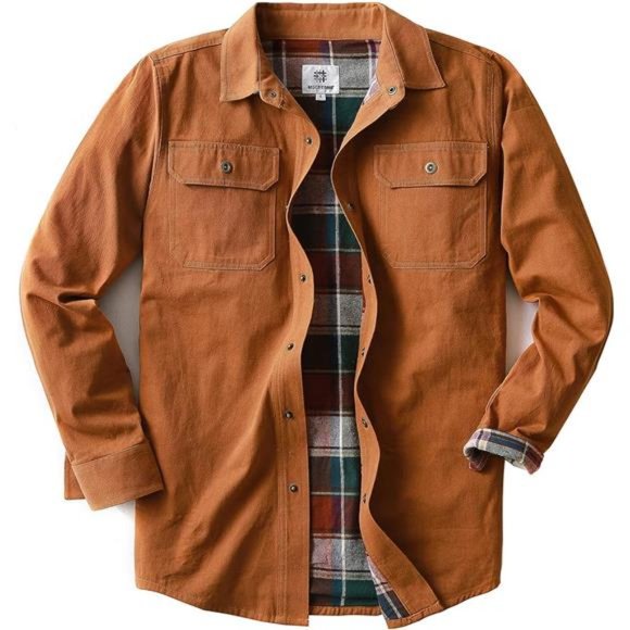Jackets & Coats | Mens Heavyweight Canvas Flannel Lined Shirt Jacket ...
